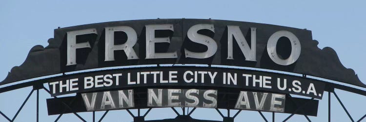 Fresno Panoramic Skyline Cityscape (Sign) Canvas - Canvas Wall Art