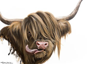 Sneaky Highland Cow Canvas Print by Big Nose Work | iCanvas