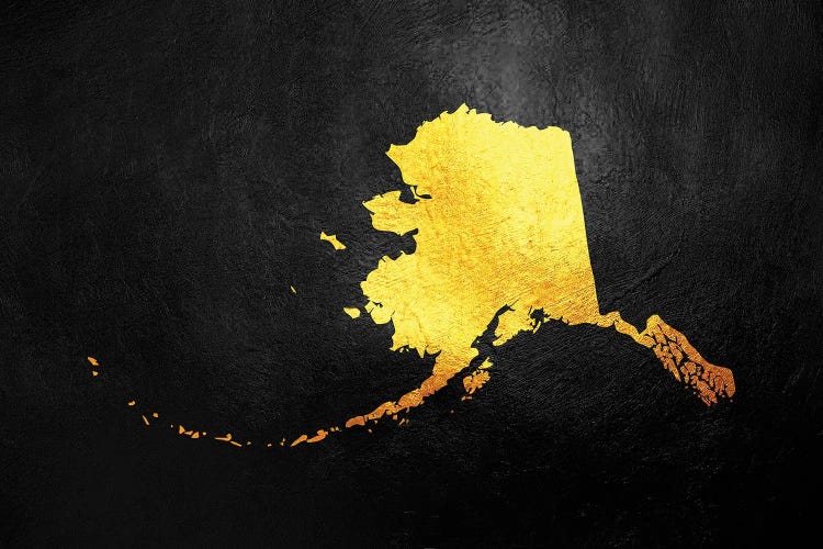 Alaska Gold Map Canvas Wall Art by Adrian Baldovino | iCanvas