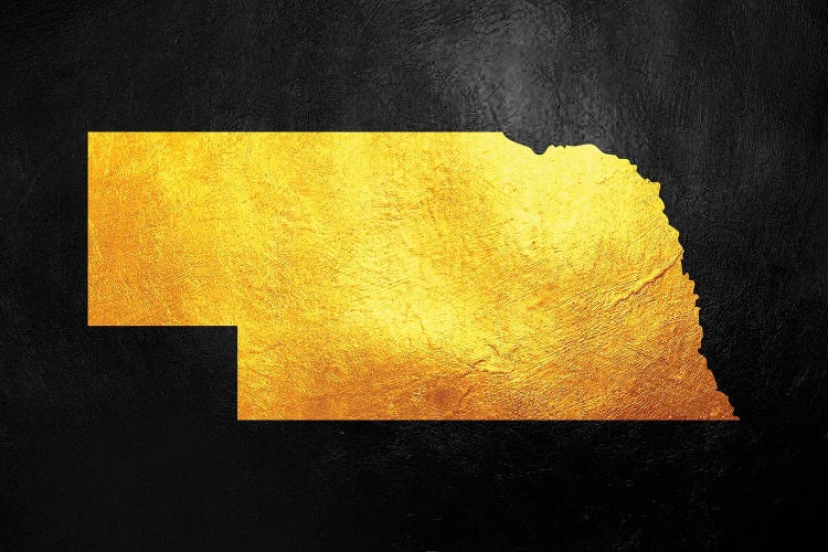 Nebraska Gold Map Canvas Wall Art by Adrian Baldovino | iCanvas