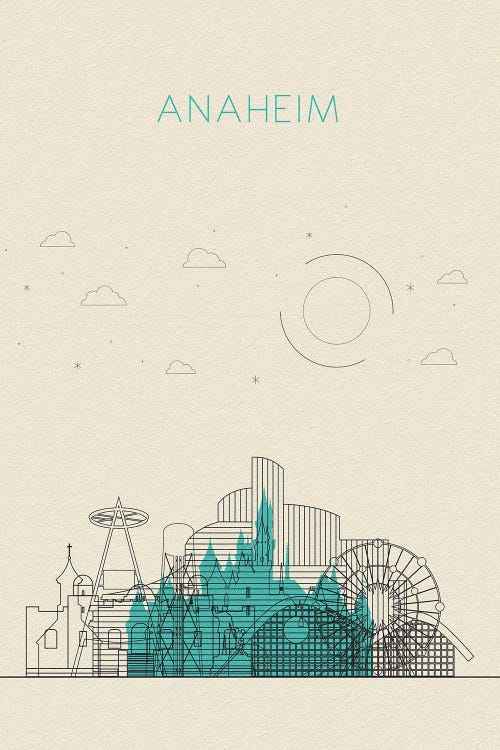 Anaheim, California Cityscape C - Canvas Wall Art | Ayse Deniz Akerman