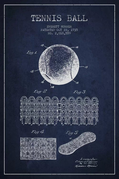 Golf Ball Navy Blue Patent Blueprint Ca - Canvas Wall Art | Aged Pixel