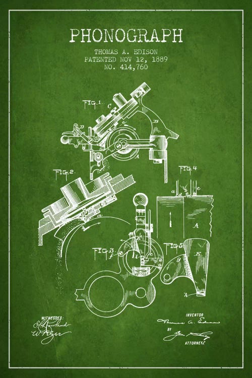 Telegraph Green Patent Blueprint Canvas - Canvas Wall Art | Aged Pixel