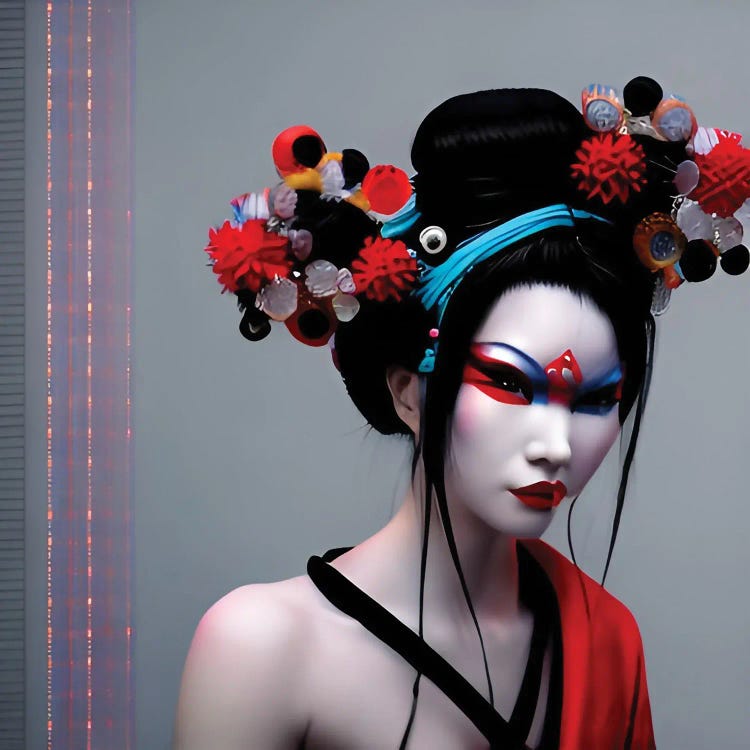 Cyberpunk Geisha II Canvas - Canvas Wall Art | Alessandro Della Torre