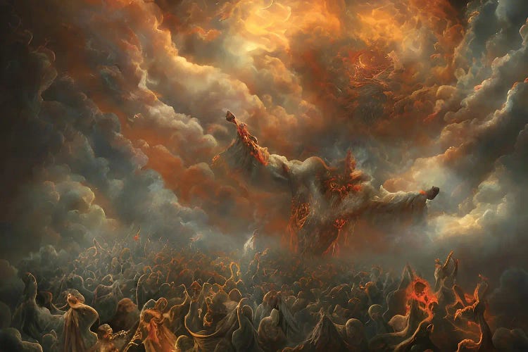 Battle Between Heaven And Hell Art 230 Heaven Hell Painting Stock