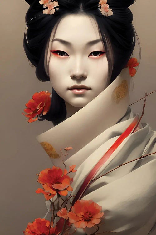 Portrait Of A Geisha II Can - Canvas Wall Art | Alessandro Della Torre