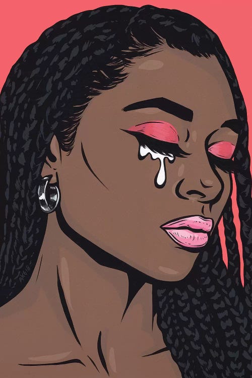 Coral Crying Comic Girl Canvas Wall Art by Allyson Gutchell | iCanvas