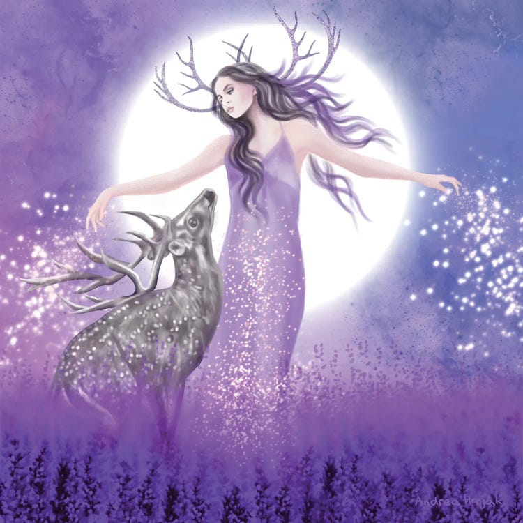 Deer Woman Canvas Wall Art by Andrea Hrnjak | iCanvas