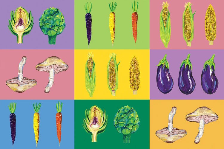 Vegetable Pop Art Canvas Wall Art by Alice Straker | iCanvas