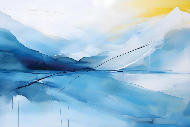 Blue Abstract Lake Canvas Wall Art by Ana Ozz | iCanvas