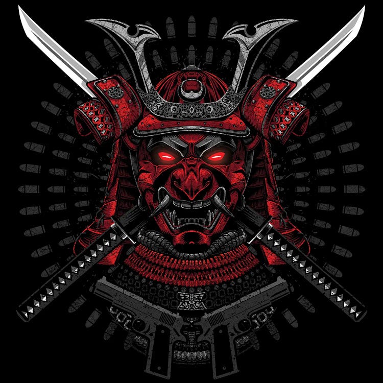 Red Samurai Canvas Wall Art by Alberto Perez | iCanvas