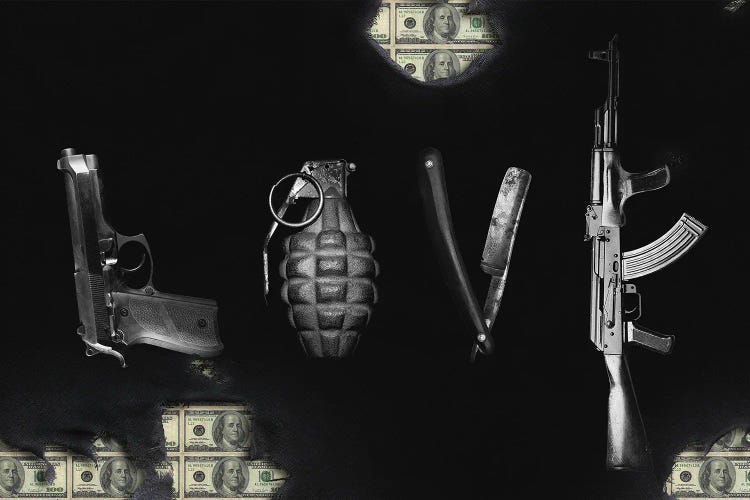 Love Guns, Money Mafia Canvas Wall Art by Adrian Vieriu | iCanvas