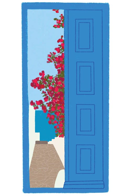 Blue Greek Door III Canvas Wall Art by RileyB | iCanvas