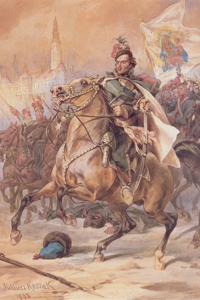 Olenka And Kmicic In A Sleigh - Canvas Print | Juliusz Fortunat Kossak