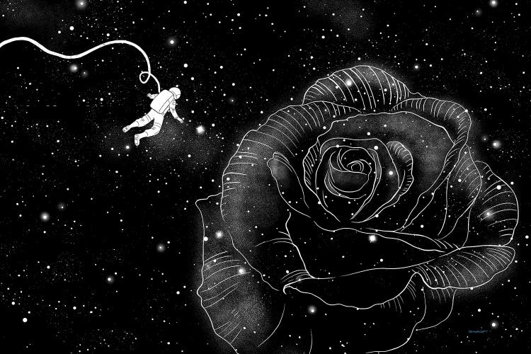 Rose In Space Canvas Wall Art by Big Nose Work | iCanvas