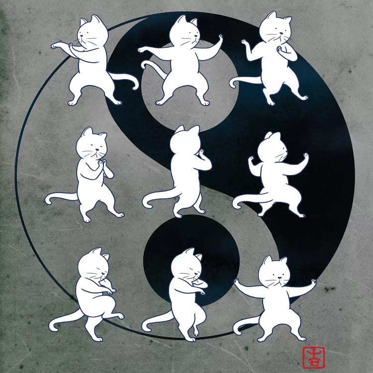 Cat Tai Chi Canvas Wall Art by Big Nose Work | iCanvas