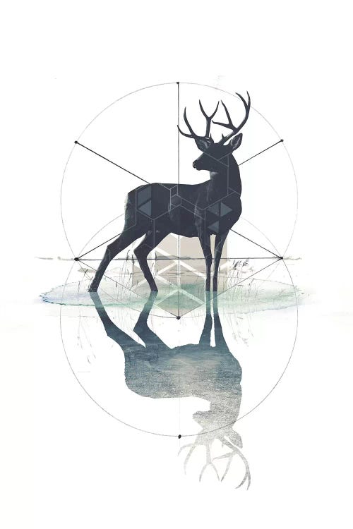 Geometric Stag Canvas Wall Art by 33 Broken Bones | iCanvas