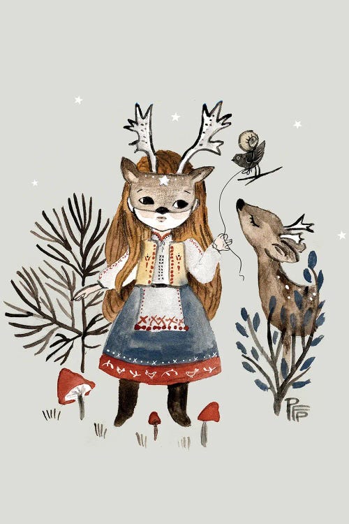 Folktale Girl Canvas Wall Art by Bernadett Urbanovics | iCanvas