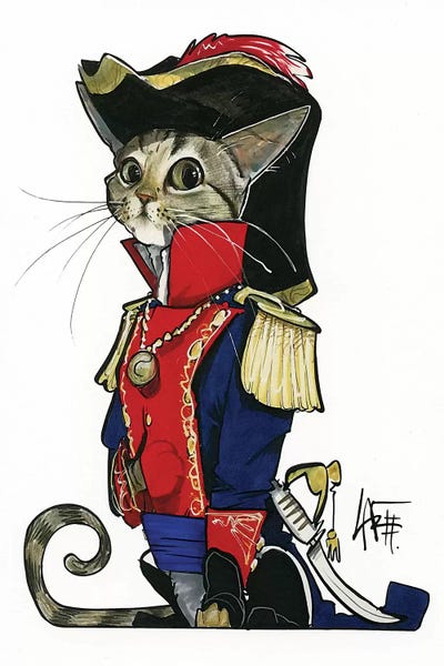 A Modern Major General Cat Art Print by Canine Caricatures | iCanvas