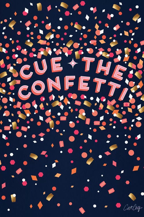 Navy - Cue The Confetti Canvas Wall Art by Cat Coquillette | iCanvas