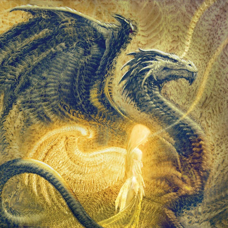 Angel And Dragon Canvas Wall Art by Ciruelo | iCanvas