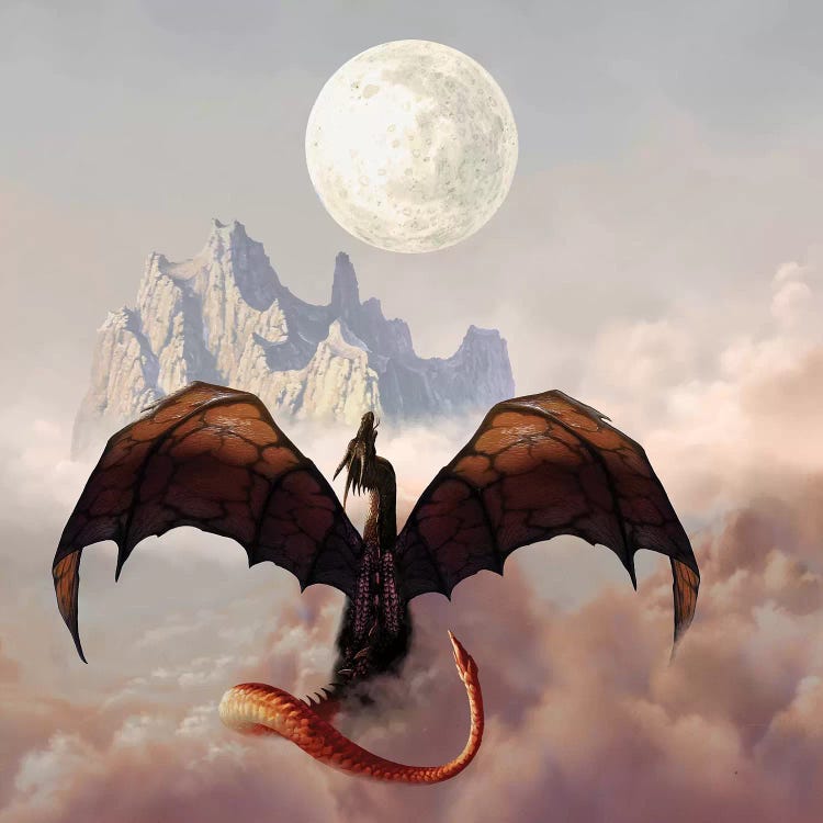 Moon Dragon Canvas Wall Art by Ciruelo | iCanvas