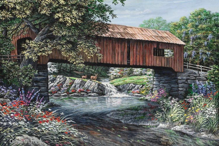 Covered Bridge Canvas Wall Art by Campbell Frost | iCanvas