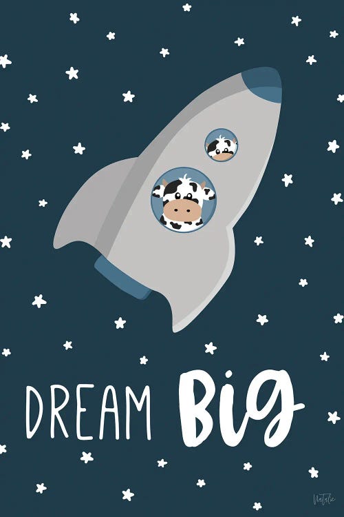 Cow in Space II Canvas Wall Art by Natalie Carpentieri | iCanvas
