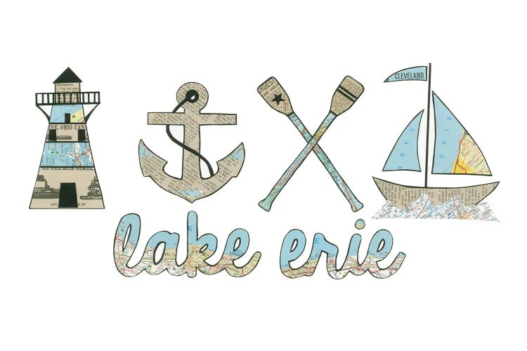 Lake Erie Canvas Wall Art by Paper Cutz | iCanvas