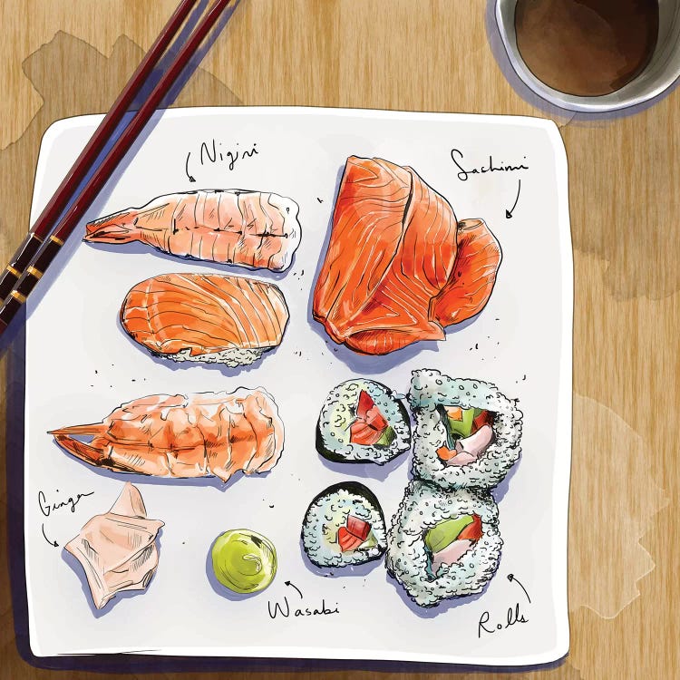 Sushi Canvas Wall Art by Amber Day | iCanvas