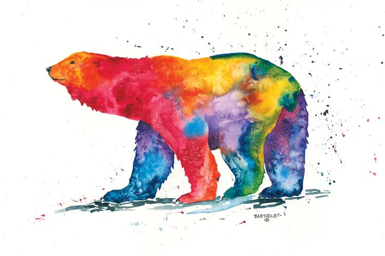 Rainbow Polar Bear Canvas Wall Art by Dave Bartholet | iCanvas