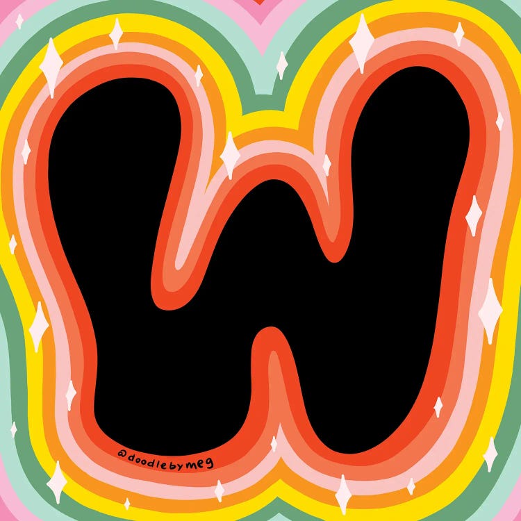 Rainbow W Canvas Wall Art by Doodle By Meg | iCanvas