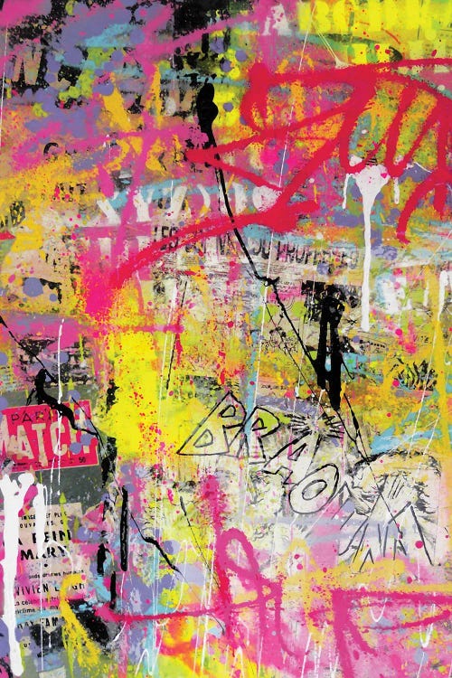 Pink Paint Graffiti Canvas Wall Art by David Drioton | iCanvas