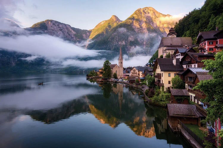 Spring Morning At Hallstatt In Aus - Canvas Wall Art | Daniel Gastager