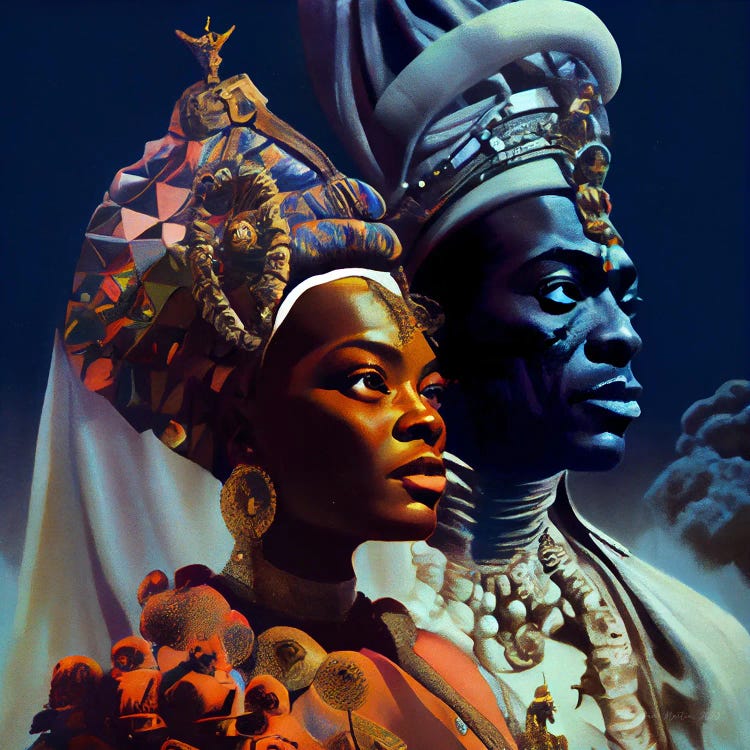 Afrofuturist African Royalty Quee - Canvas Wall Art | Digital Wild Art