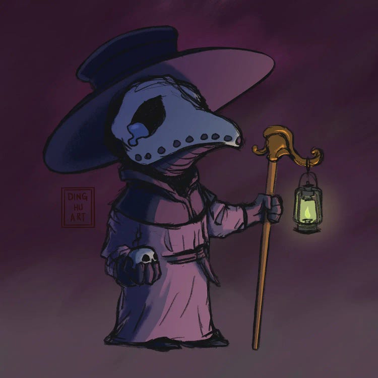 Cute Plague Doctor Canvas Wall Art by Dingzhong Hu | iCanvas