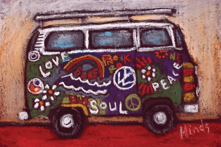 Retro Love Bus Canvas Wall Art by Andy Beauchamp | iCanvas