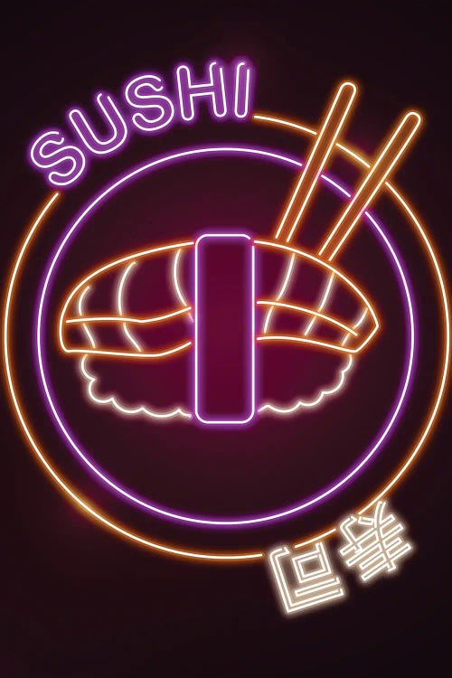 Neon Sushi Sign Canvas Wall Art by Donnie Art | iCanvas