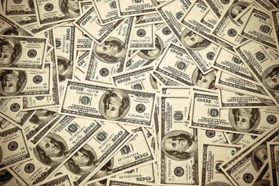 American Hundred Dollar Bills Canvas Print by scratch | iCanvas