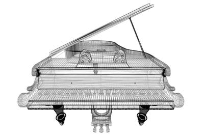 Grand Piano Pencil Drawing
