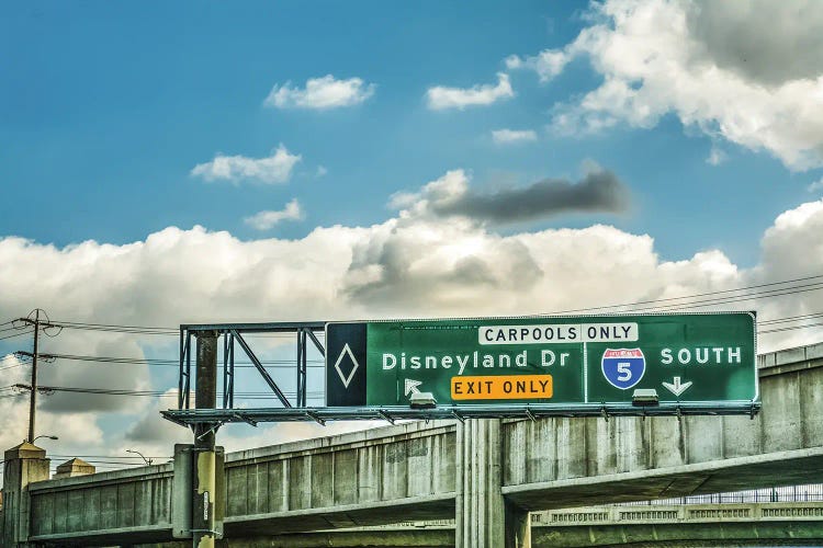 Disneyland Dr Exit Sign On Interstate 5 Ca - Canvas Wall Art | AlKan32