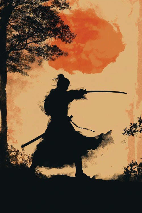 Samurai Sunset Canvas Wall Art by Durro Art | iCanvas