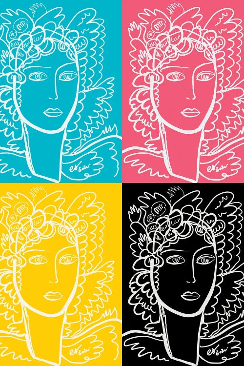 Linear Portrait Of A Woman Face, Design - Canvas Wall Art | OLena Art