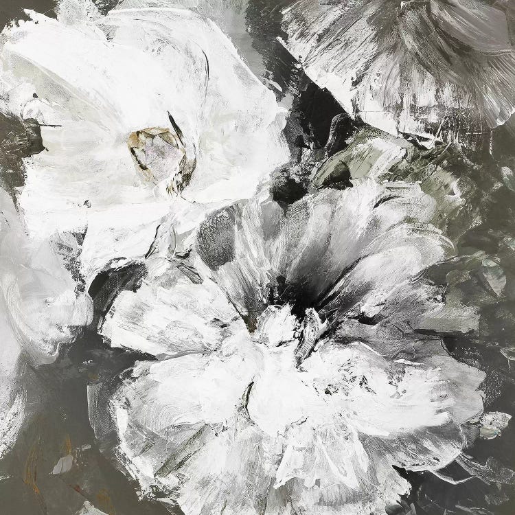 White and Gray Flowers Canvas Wall Art by Design Fabrikken | iCanvas