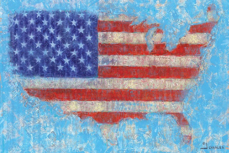 Artistic American Flag Canvas Wall Art by Gina Ritter | iCanvas