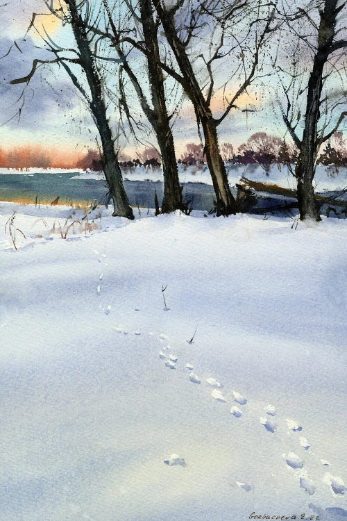 Footprints In The Snow II Canvas Wall Art by HomelikeArt | iCanvas