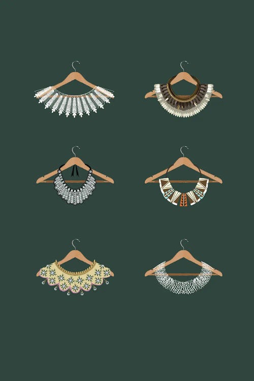 RBG Collars Illustration Canvas Wall Art by Holly Van Wyck | iCanvas