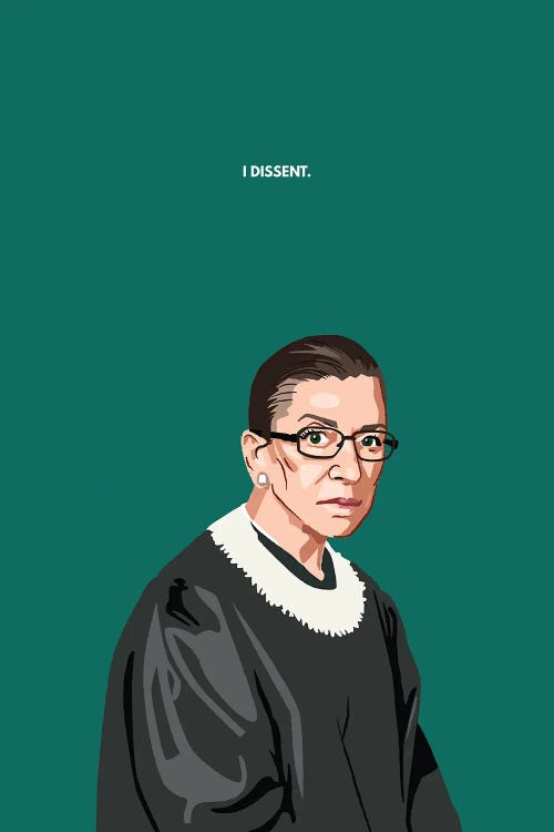 RBG I Dissent Illustration Canvas Wall Art by Holly Van Wyck | iCanvas