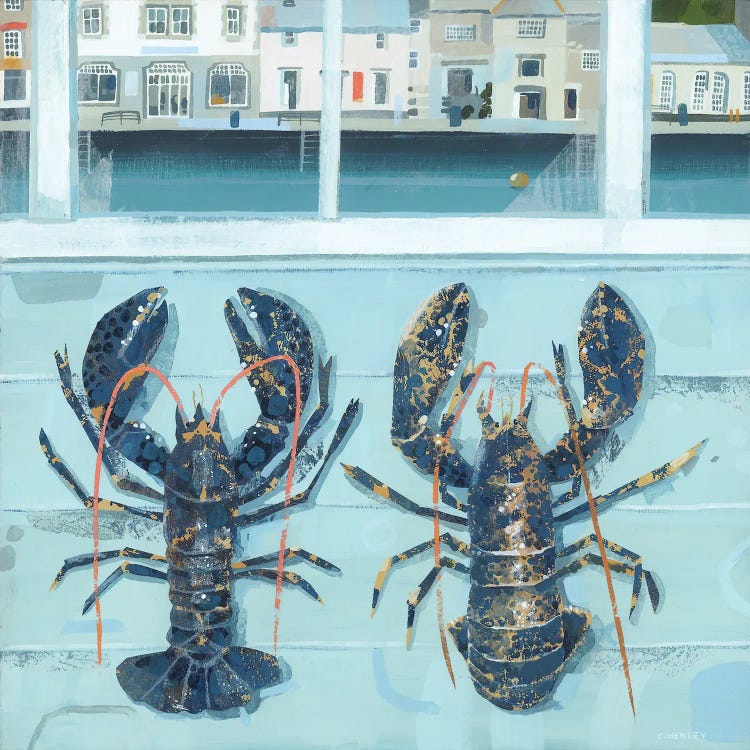 Lobsters On Newspaper Canvas Wall Art by Katia Ricci | iCanvas