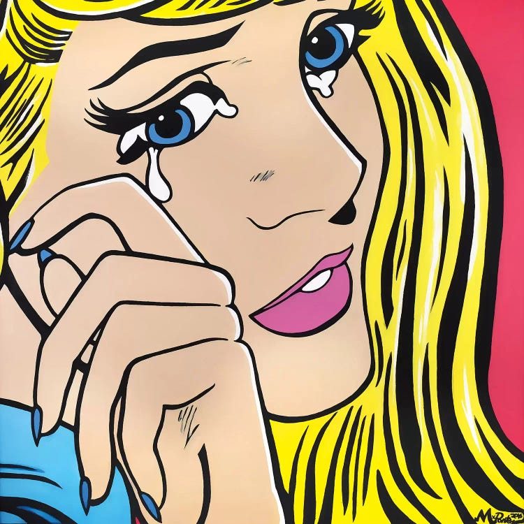 Crying Girl Canvas Wall Art by Hybrid Life Art | iCanvas